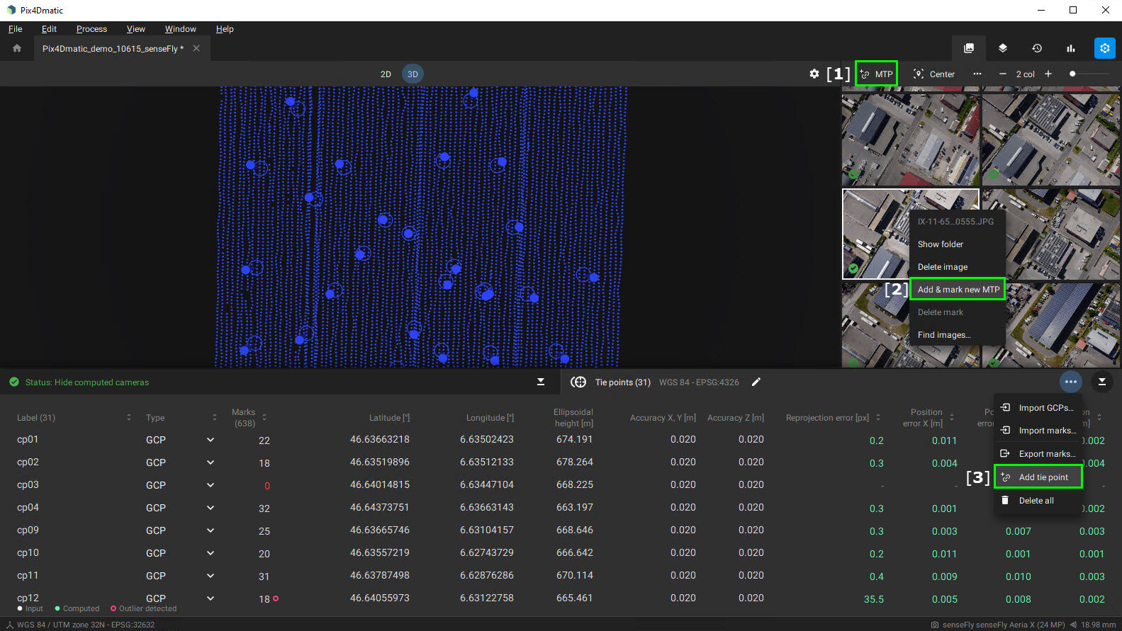 Tie Points (GCPs, MTPs, and CPs) - PIX4Dmatic